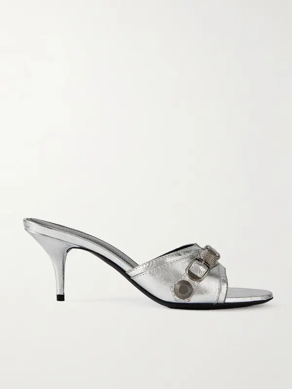Balenciaga Cagole Metallic Leather Mules