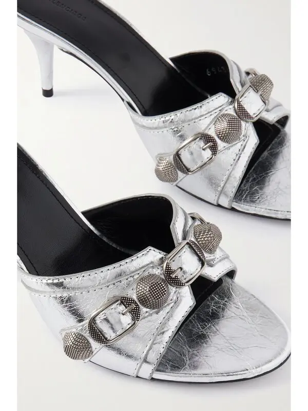Balenciaga Cagole Metallic Leather Mules