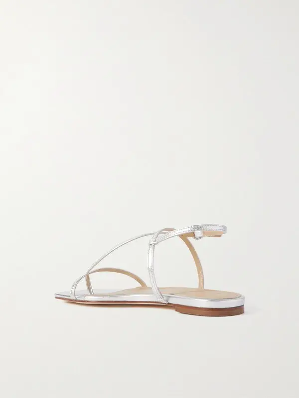 AeydĒ Ella Metallic Leather Sandals - Silver
