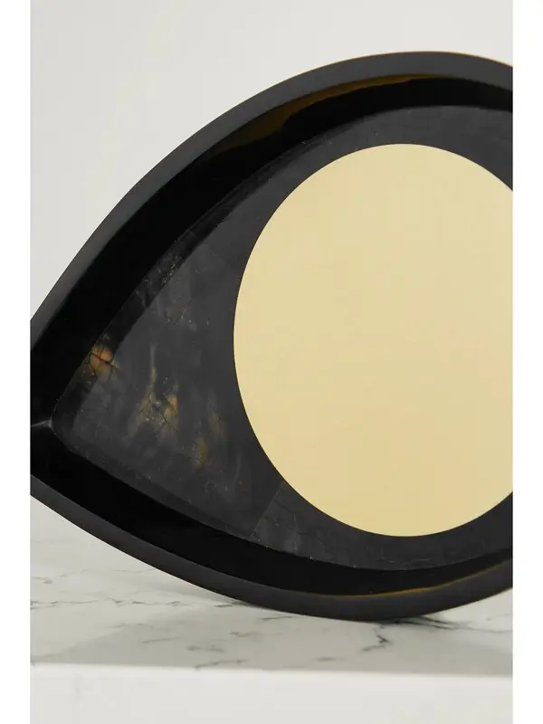 L'Objet Kelly Behun Wide Eye Resin, Shell, And Brass Tray