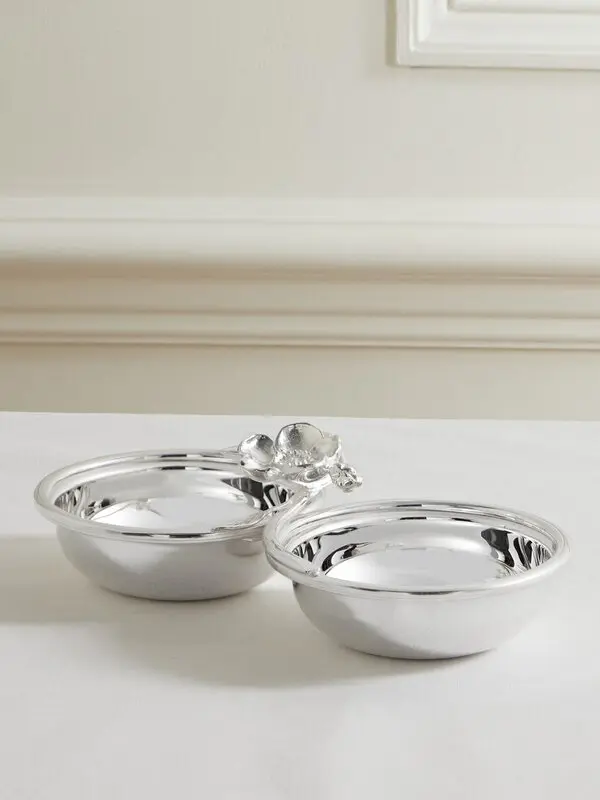 Christofle Anemone-belle Époque Set Of Two -plated Serving Dishes