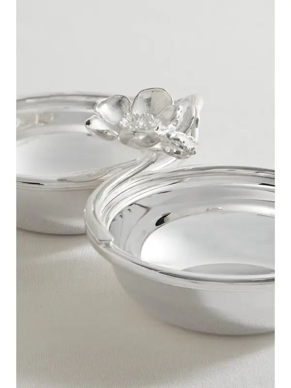 Christofle Anemone-belle Époque Set Of Two -plated Serving Dishes
