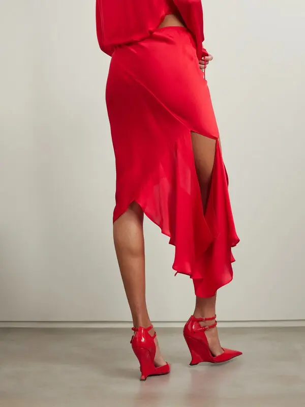 Acne Studios Asymmetric Cutout Silk Midi Skirt