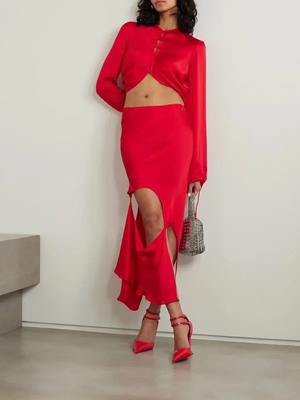 Acne Studios Asymmetric Cutout Silk Midi Skirt