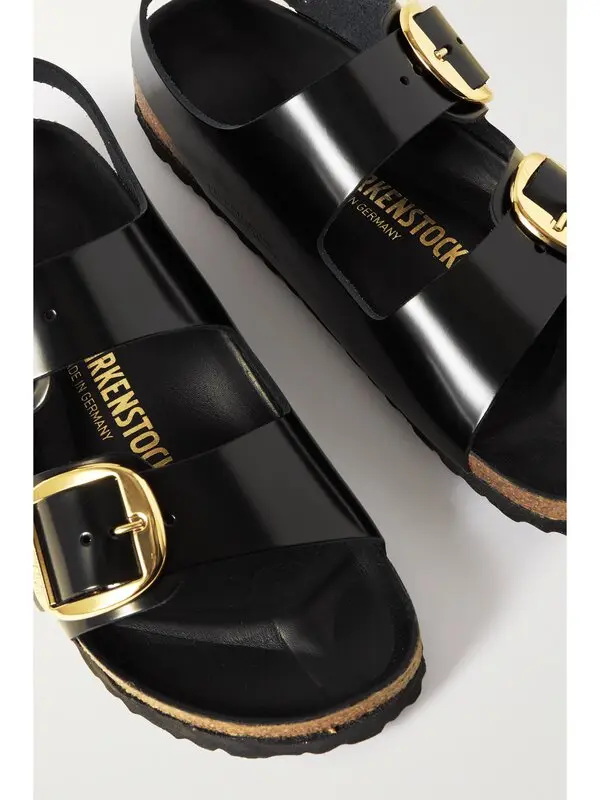 BIRKENSTOCK Milano Glossed-leather Slingback Sandals With Big Buckles