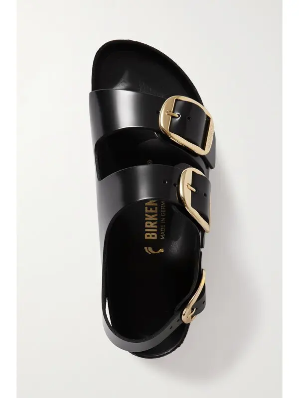 BIRKENSTOCK Milano Glossed-leather Slingback Sandals With Big Buckles