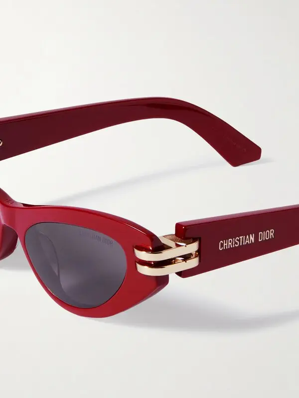 Dior Cdior B1u Cat-eye Acetate And Gold-tone Sunglasses - Red