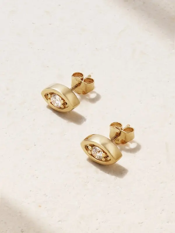 SYDNEY EVAN Evil Eye Diamond Earrings - Gold