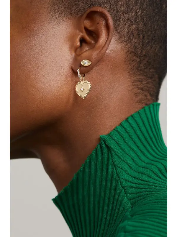 SYDNEY EVAN Evil Eye 14-karat Diamond Earrings