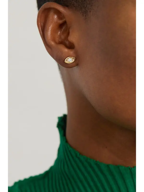 SYDNEY EVAN Evil Eye 14-karat Diamond Earrings