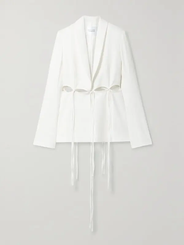 Galvan Ellipse Cutout Satin-trimmed Crepe Blazer - White