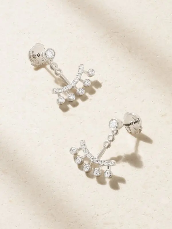 DE BEERS LONDON 18kt White Diamond Jacket Earrings - Gold