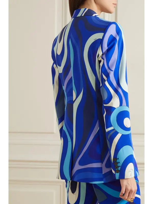 Emilio Pucci Marmo Satin-trimmed Printed Wool-blend Twill Blazer