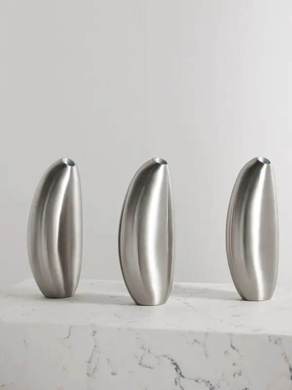 FOURTH STREET Puddle Set Of Three -tone Candlesticks - Silver