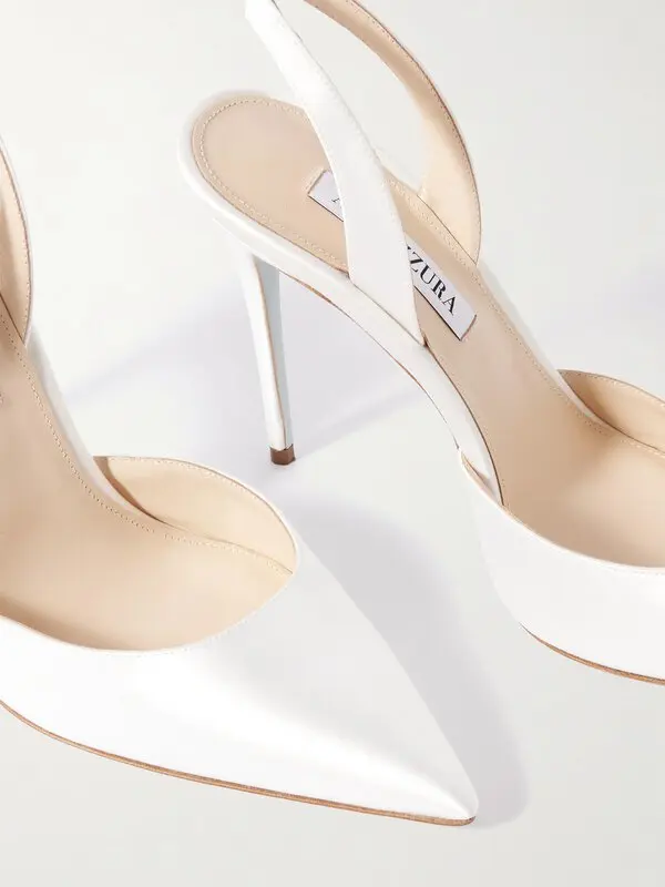 AQUAZZURA So Nude 105 Satin Slingback Pumps