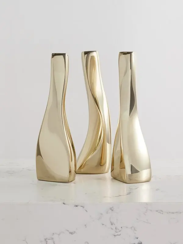 FOURTH STREET Set Of Three -tone Candlesticks - Gold