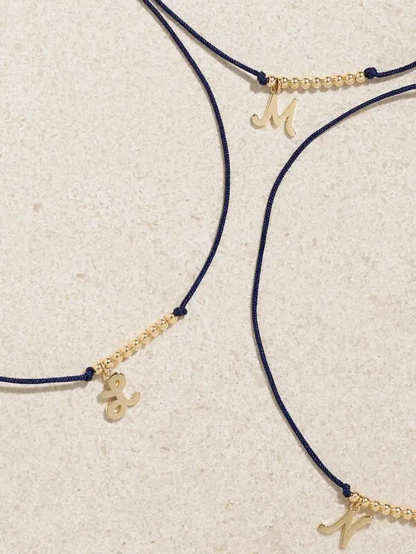 SYDNEY EVAN Initial 14-karat Gold And Cord Bracelet - Blue