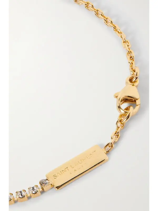 Saint Laurent Cassandre Crystal Bracelet - Gold