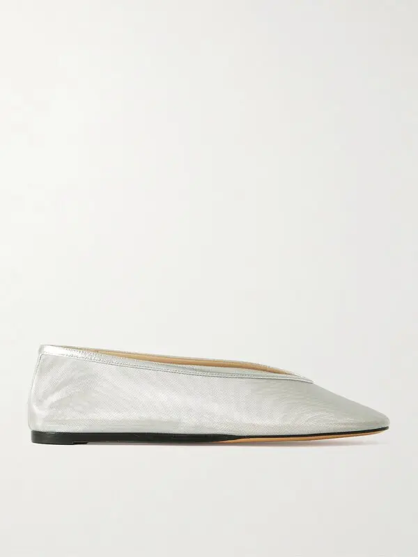 Le Monde Beryl Luna Metallic Mesh Ballet Flats