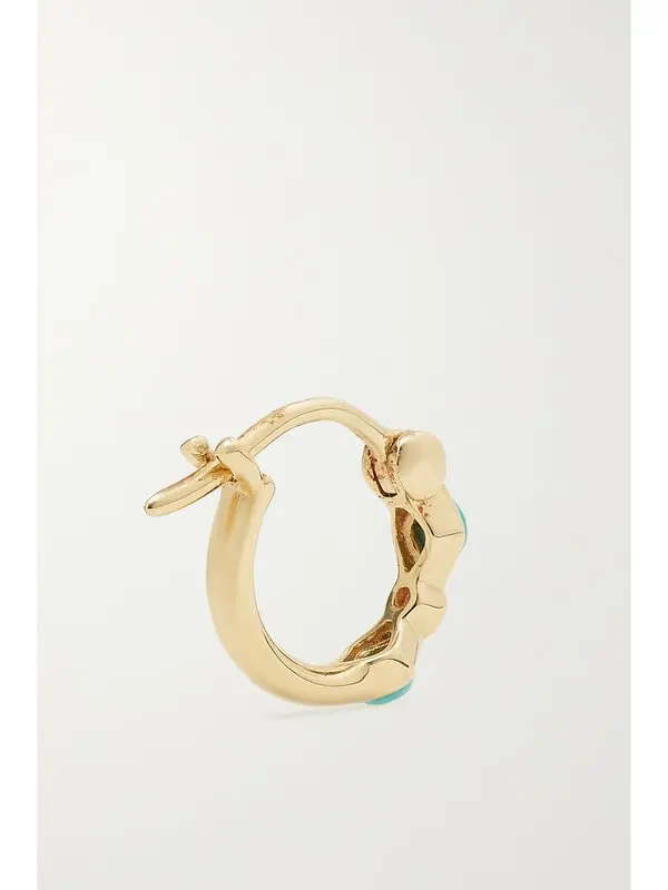 SYDNEY EVAN 14-karat Turquoise And Diamond Hoop Earrings