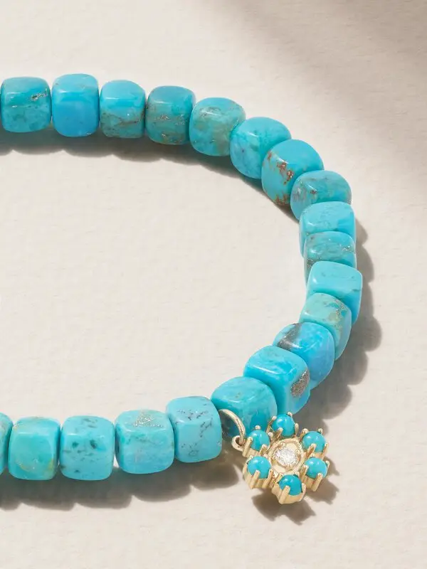SYDNEY EVAN 14k Gold Evil Eye Turquoise Bracelet