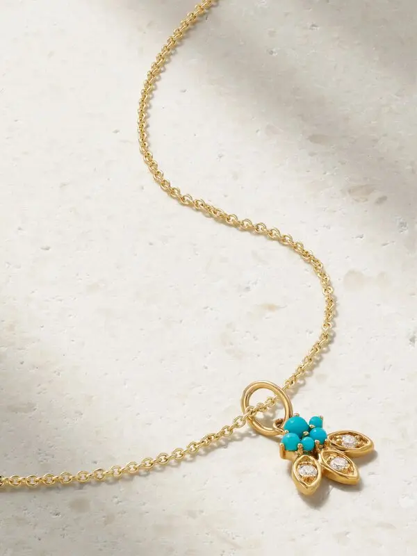 SYDNEY EVAN 14-karat Turquoise And Diamond Necklace - Gold