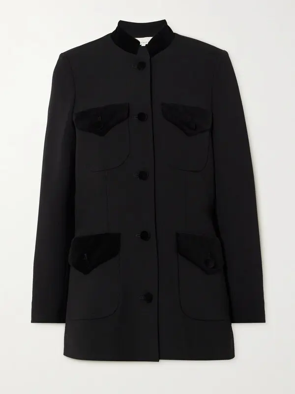 LIBEROWE Raja Velvet-trimmed Wool Jacket