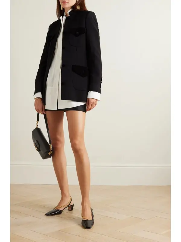 LIBEROWE Raja Velvet-trimmed Wool Jacket