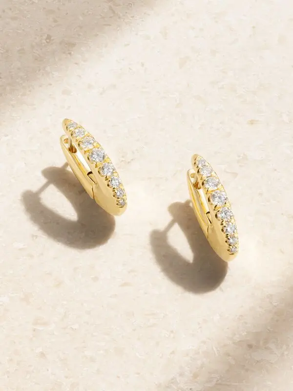 Melissa Kaye Lulu Small Diamond Hoop Earrings - Gold