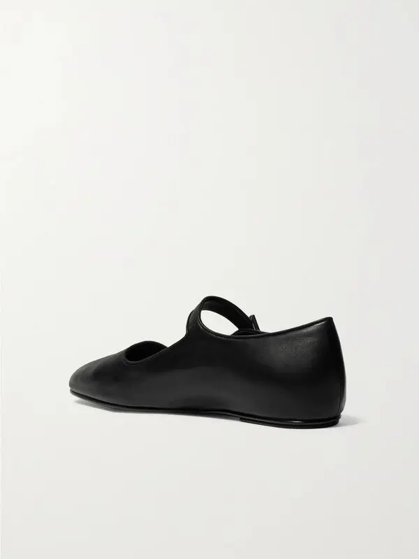 THE ROW Ava Leather Mary Jane Ballet Flats - Black