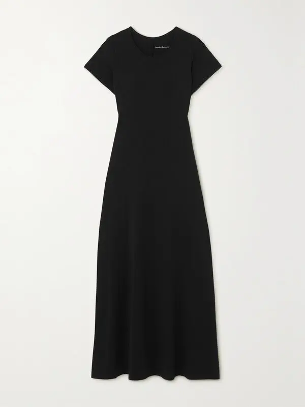 Another Tomorrow Organic Cotton & Tencel Jersey Midi Dress - Black