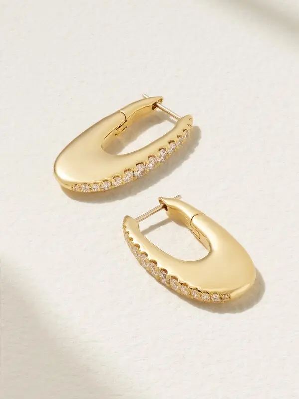 Melissa Kaye Lulu Medium 18-karat Diamond Hoop Earrings - Gold
