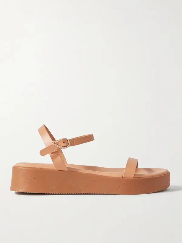 ANCIENT GREEK SANDALS Irida Leather Mary Jane Platform Sandals - Brown