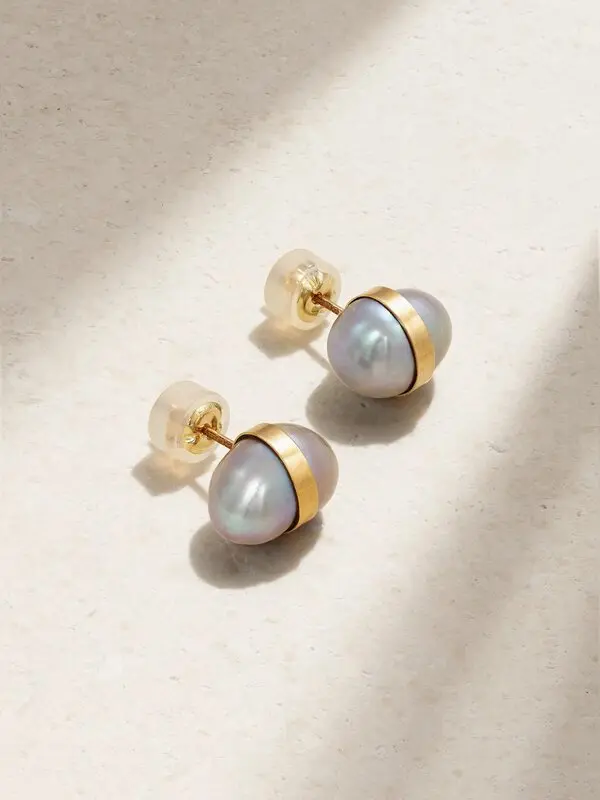 MELISSA JOY MANNING 14-karat Recycled Gold Pearl Earrings - Gray