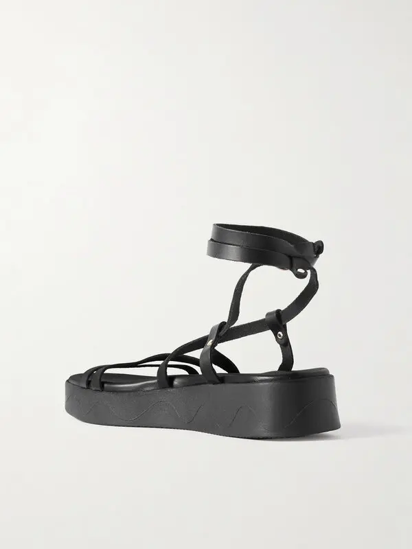 ANCIENT GREEK SANDALS Aristea Leather Platform Sandals - Black