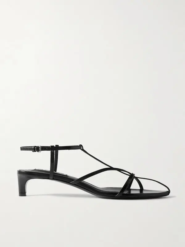 JIL SANDER Leather Strappy Sandals With Kitten Heel - Black