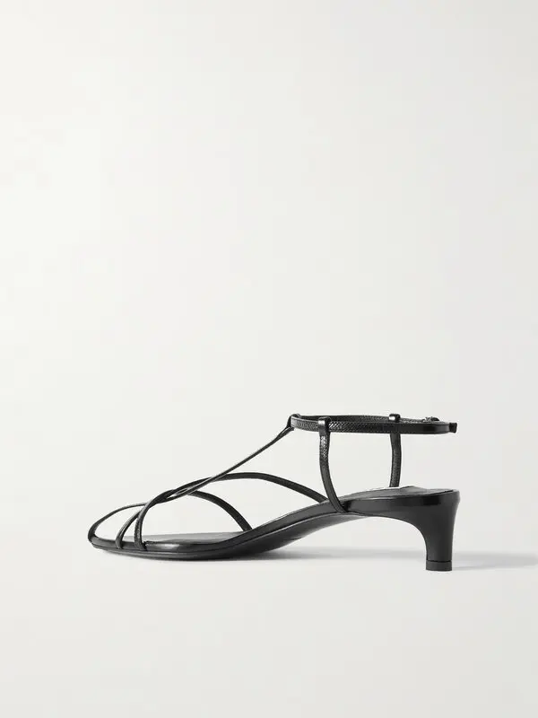 JIL SANDER Leather Strappy Sandals With Kitten Heel - Black