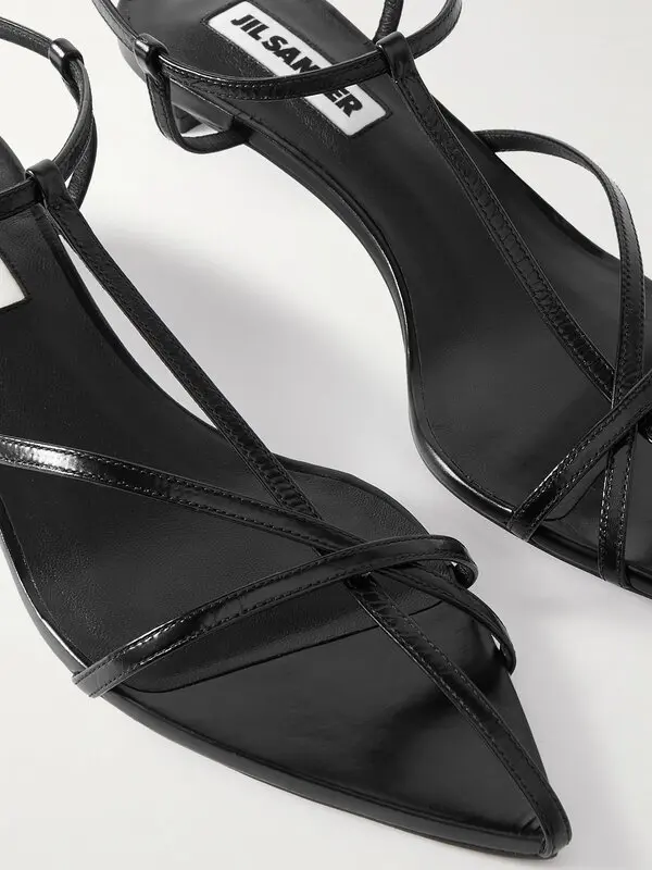 JIL SANDER Leather Strappy Sandals With Kitten Heel - Black