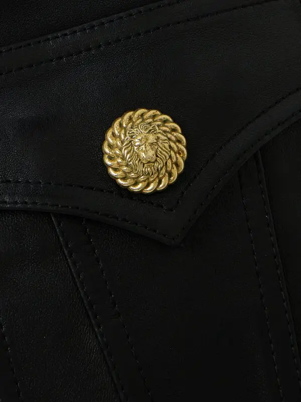 Balmain Embellished Leather Mini Skirt