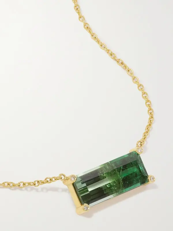 OCTAVIA ELIZABETH 18k Recycled Gold Ombré Tourmaline And Diamond Necklace - Green