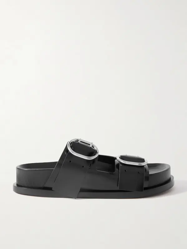 JIL SANDER Leather Slides With Buckled Straps