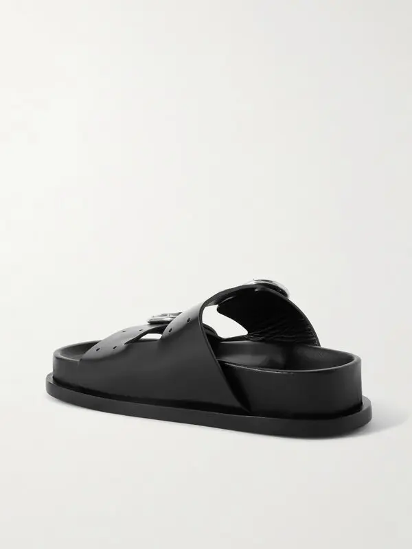 JIL SANDER Leather Slides With Buckled Straps