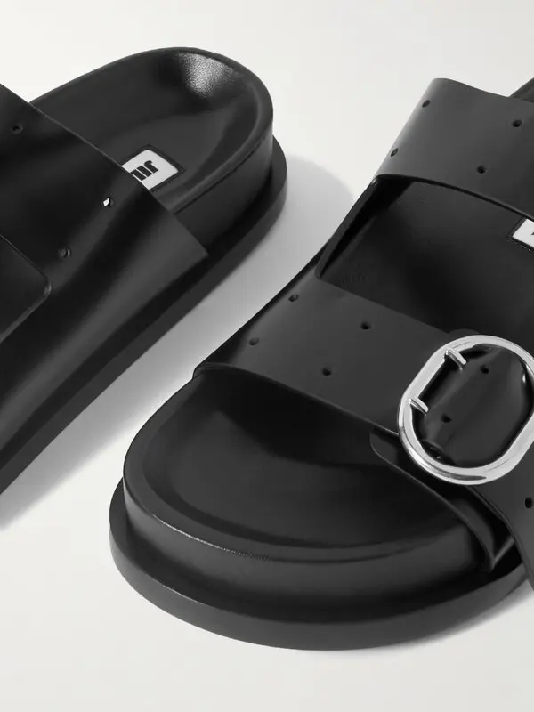 JIL SANDER Leather Slides With Buckled Straps