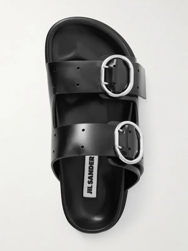 JIL SANDER Leather Slides With Buckled Straps