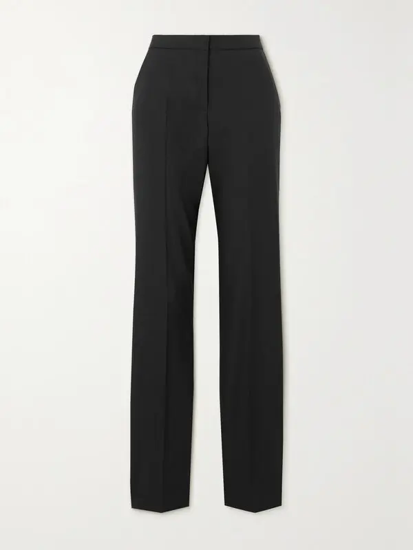Another Tomorrow Pleated Merino Wool Straight-leg Pants