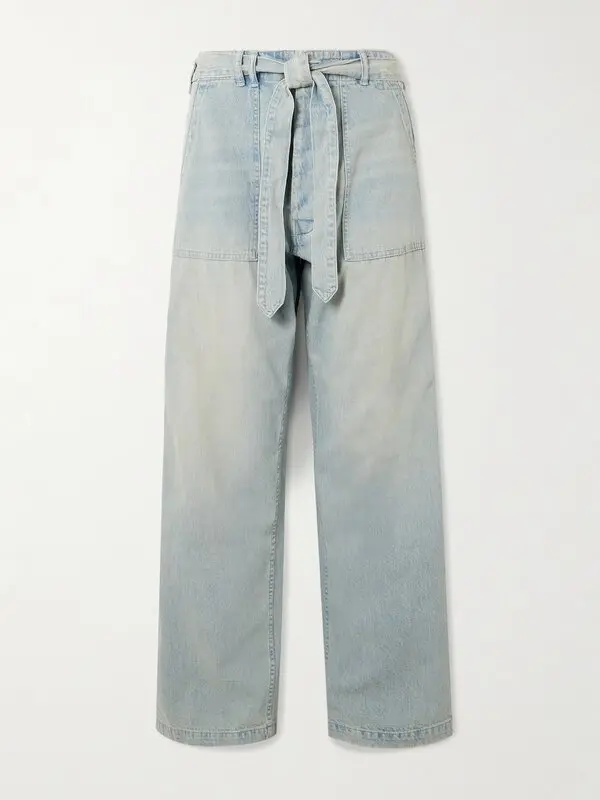 R13 Belted High-rise Wide-leg Jeans