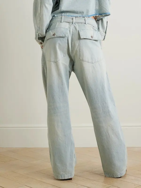 R13 Belted High-rise Wide-leg Jeans