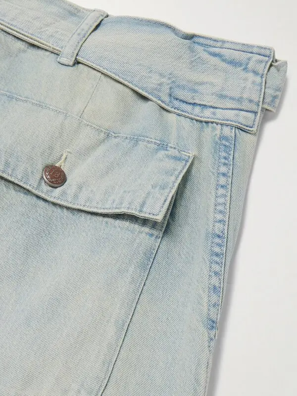 R13 Belted High-rise Wide-leg Jeans