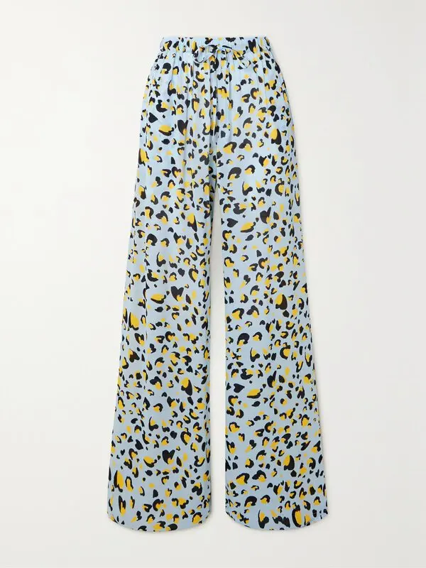 AZ FACTORY Lutz Huelle Leopard-print Wide-leg Crepe De Chine Trousers - Multi