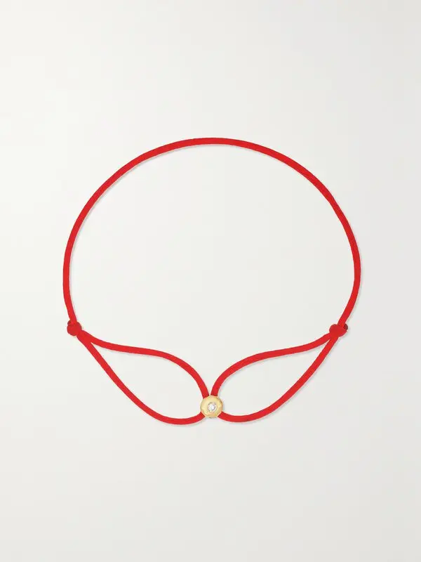 OCTAVIA ELIZABETH 18kt Recycled Gold Diamond Cord Bracelet - Red